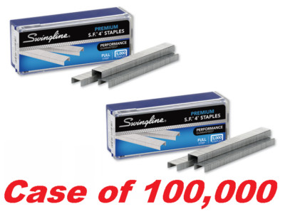 Swingline 35450 SF4 Premium Staples, Chisel Point 1/4" (Case of 100,000 ...