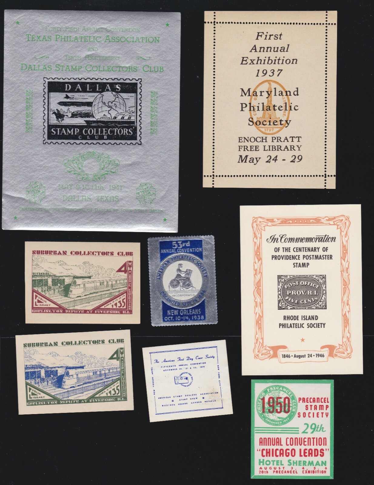 US Vintage Mix lot of 8 Philatelic Exposition Souvenir Cinderella ...