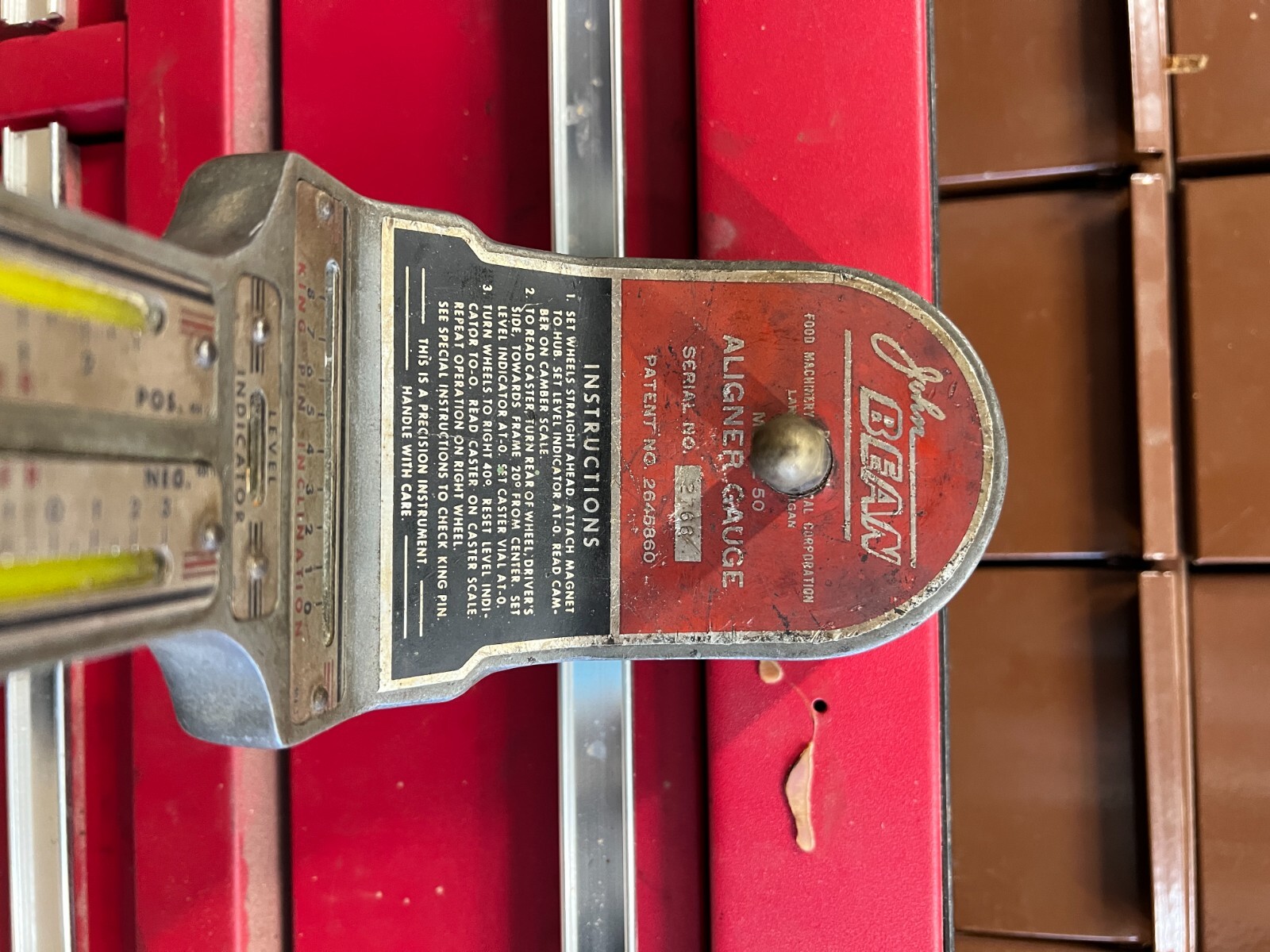 John Bean Model 50 Magnetic Wheel Aligner Gauge Antique All 4 Levels ...