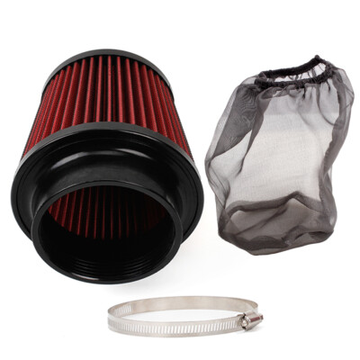 4inch/100mm Red High Flow Inlet Cold Air Intake Cone Replacement Dry ...
