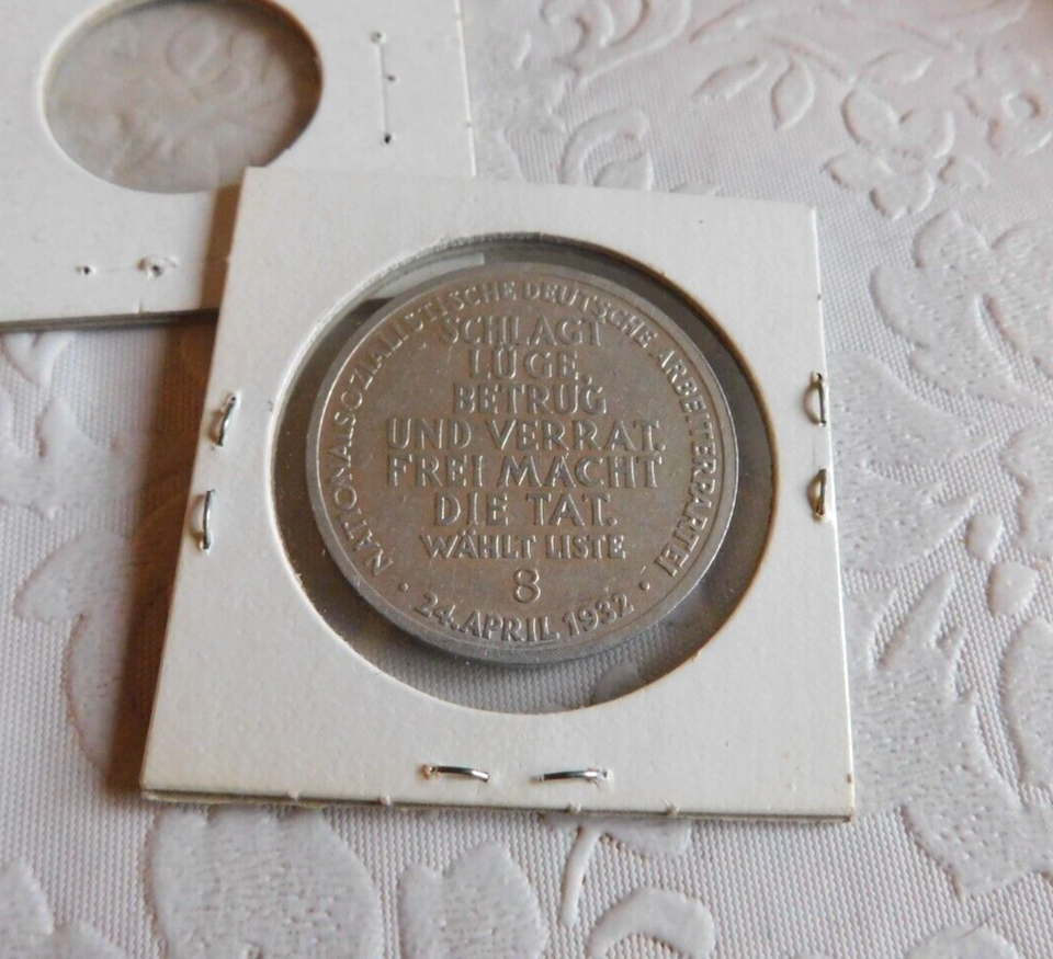 RARE ! 1932 VINTAGE ORIGINAL WEIMAR GERMANY NSDAP ELECTION TOKEN VOTE ...