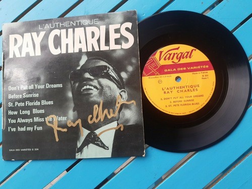 RAY CHARLES autograph vinyle 33t format 7' L'authentique signed live ...