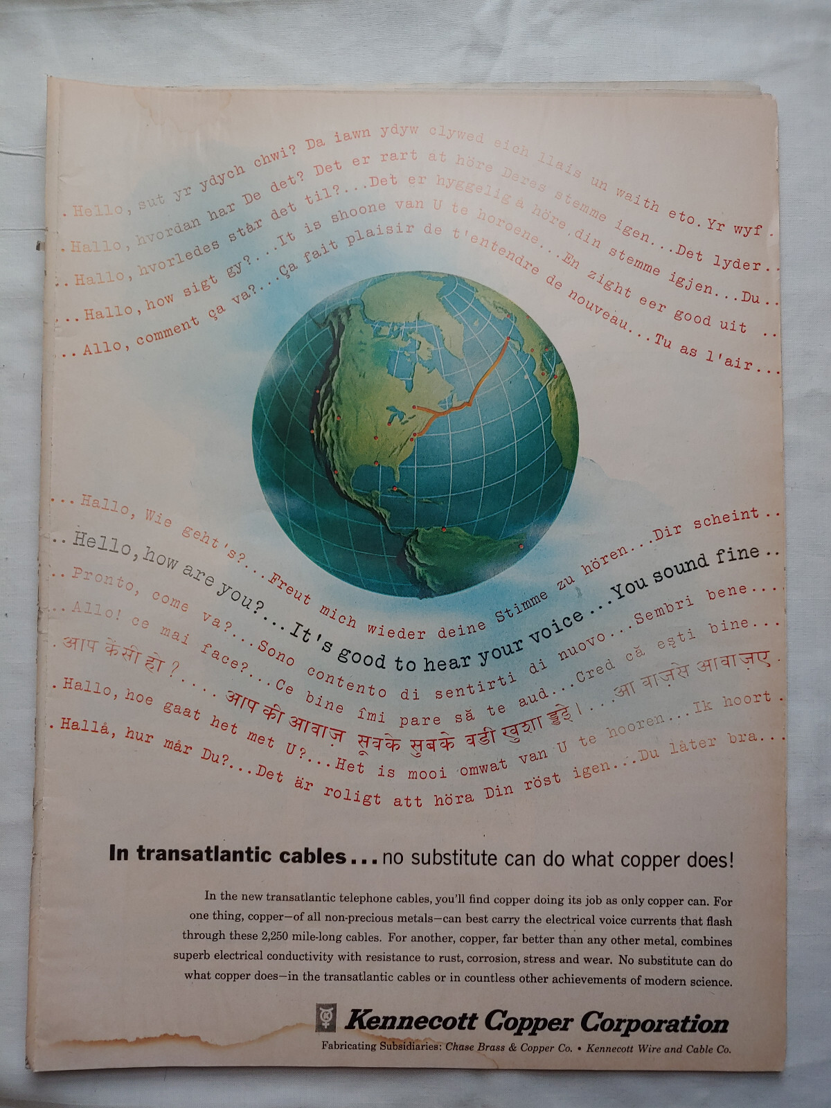 VTG 1956 Original Magazine Ad Kennecott Copper Corp In TRANSATLANTIC ...