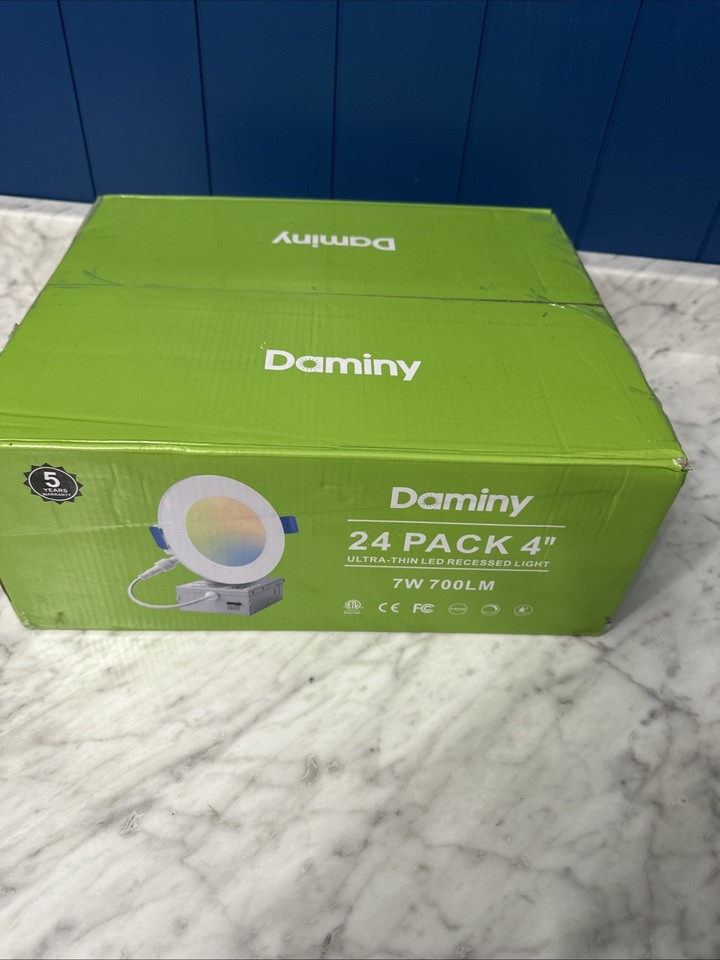DAMINY 24pk 4” LED Recessed Lighting with Junction Box, 5CCT Ultra-Thin ...