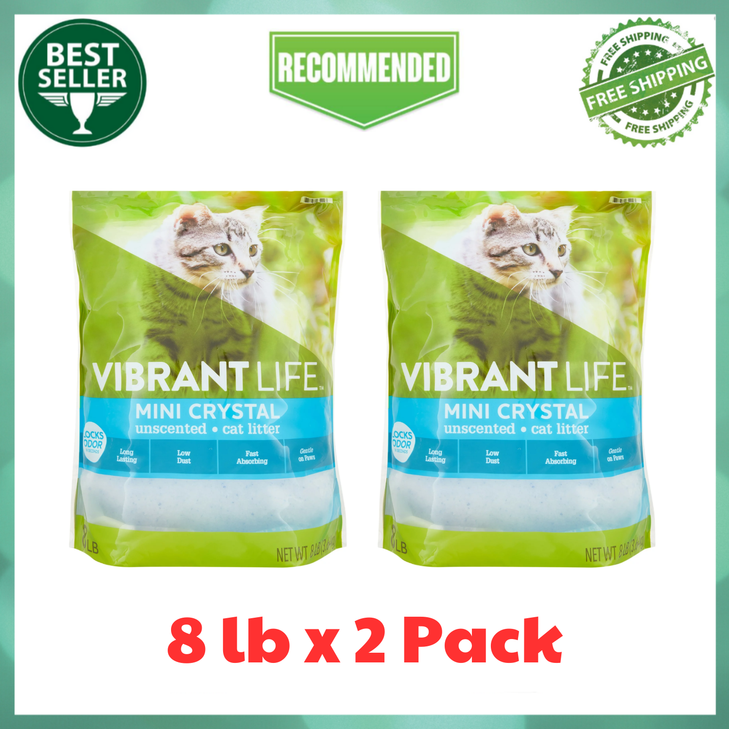 Vibrant Life Mini Crystal Unscented Cat Litter, 8 lb ( 2 Pack ) - NEW | eBay