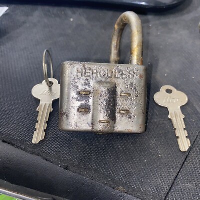 "HERCULES" (YALE) STEEL PADLOCK w/ KEYs OLD VINTAGE LOCK, ANTIQUE LOCK ...