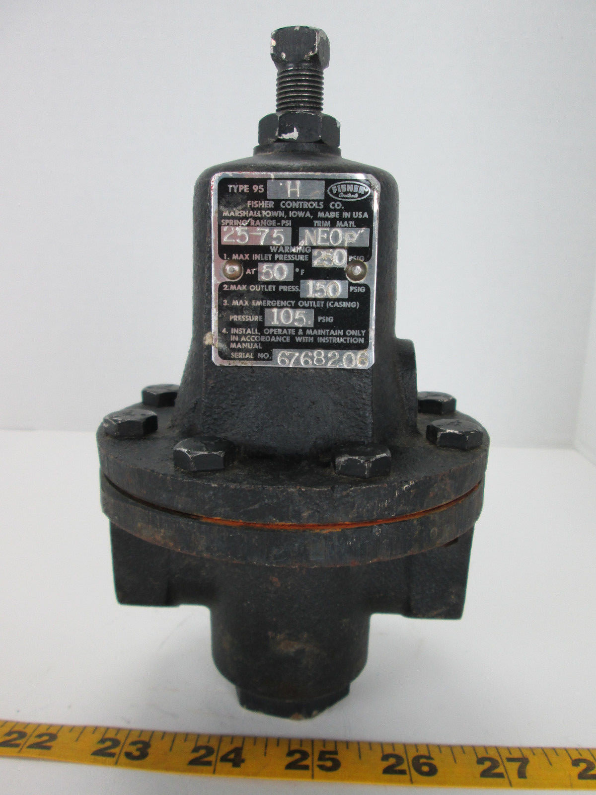 Fisher Controls Type 95H Regulator Spring Range 25-75 Inlet 250/Outlet ...