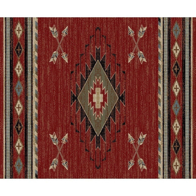 Southwestern Lodge Cabin Rustic Tribal Arrow Red Area Rug **FREE ...