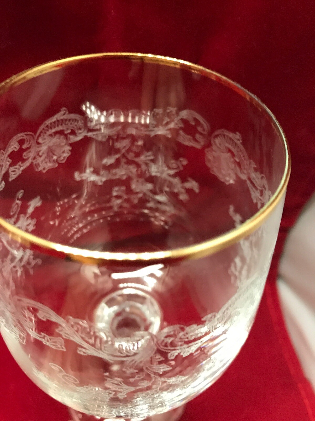 2 Import Associates SILVER LACE Crystal Etched Water Goblets Faceted ...