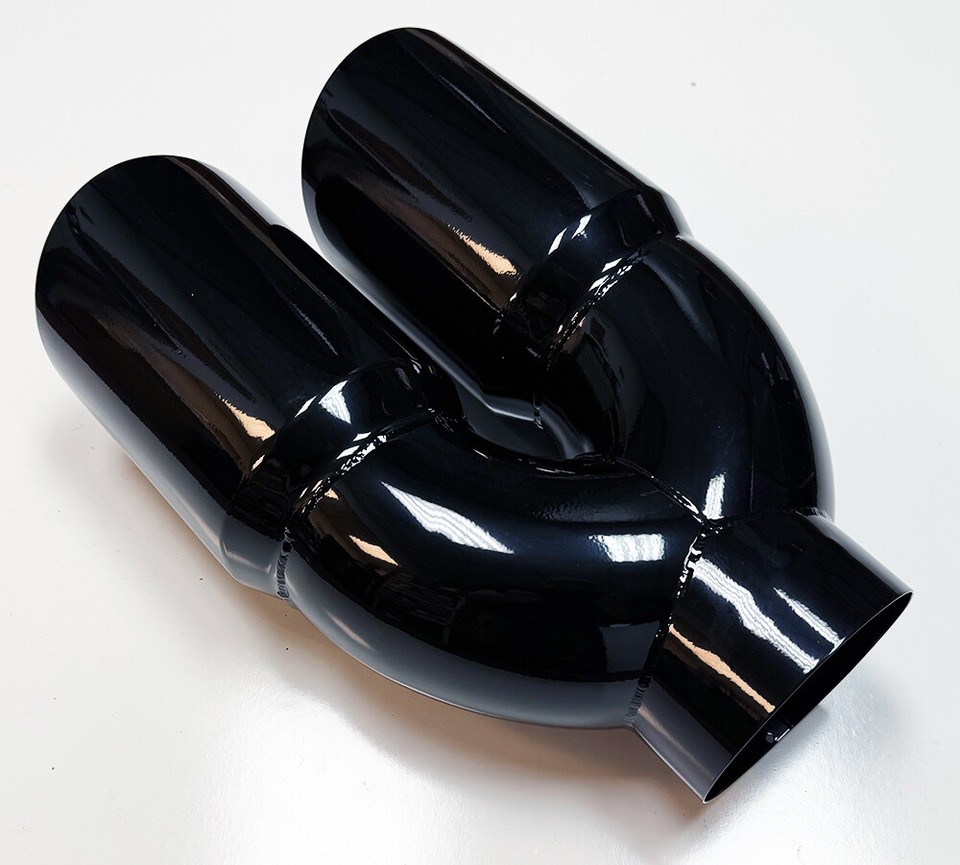 5" DUAL 6" DIESEL EXHAUST TIP 5.00" STAINLESS STEEL GLOSS BLACK MITER ...