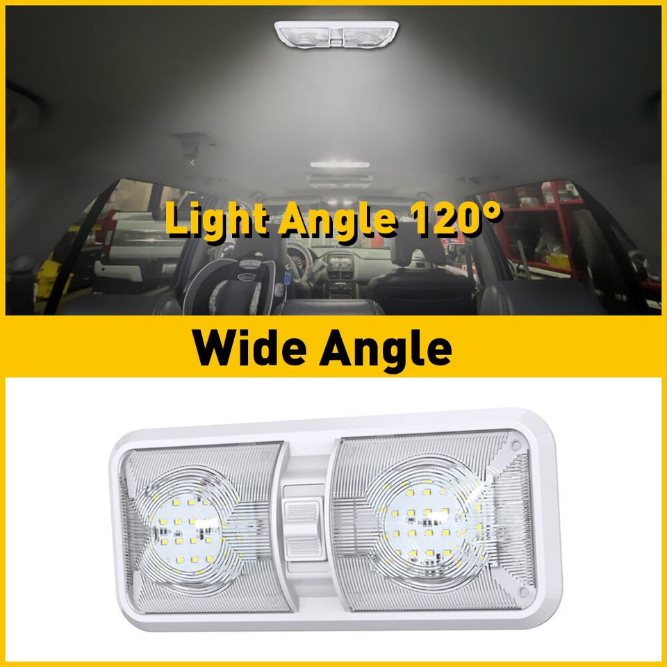 Universal LED Car Vehicle Interior DOUBLE Light Dome Roof Ceiling Lamp ...