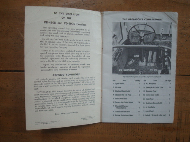 1970 GMC Coaches Models PD-4108 and PD-4905 Operating Manual. | eBay