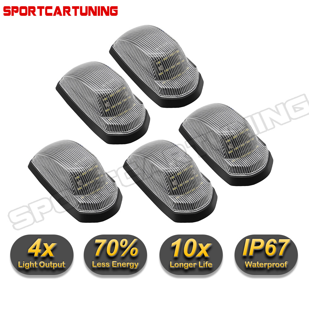 5pc White LED Cab Roof Clearance Lights For 2017-22 Ford F250 F350 SD ...
