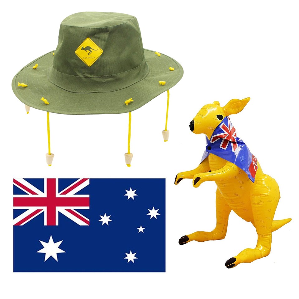 AUSTRALIAN AUSTRALIA DAY FANCY DRESS DECORATION PARTY SET FLAG HAT ...
