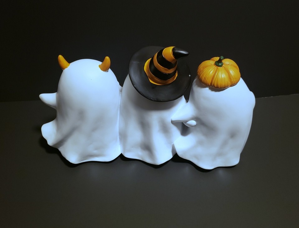 GOBLIN & GHOUL TRIO OF GHOSTS PUMPKIN WITCH & DEVIL HALLOWEEN DECOR NEW ...