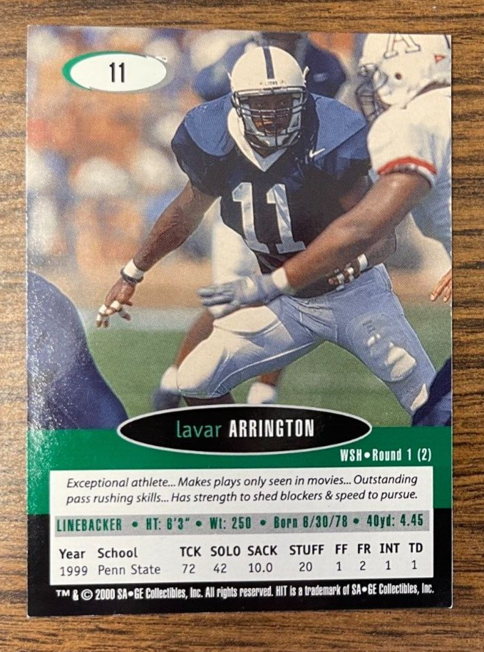 2000 Sage Card # 11 LaVar Arrington - Penn State | eBay