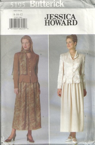 BUTTERICK 5195 MISSES' SIZE 8-12 Jessica Howard TOP, SKIRT, SCARF ...