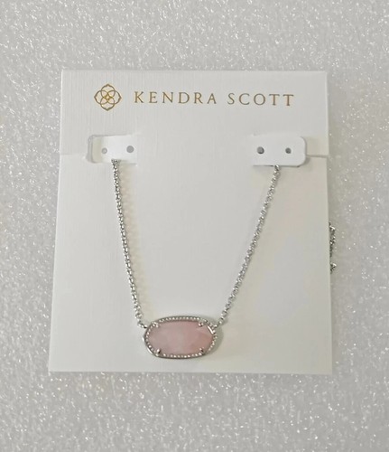 Kendra Scott Elisa Pendant Necklace for Women, Silver-Plated with Rose Quartz！ | eBay
