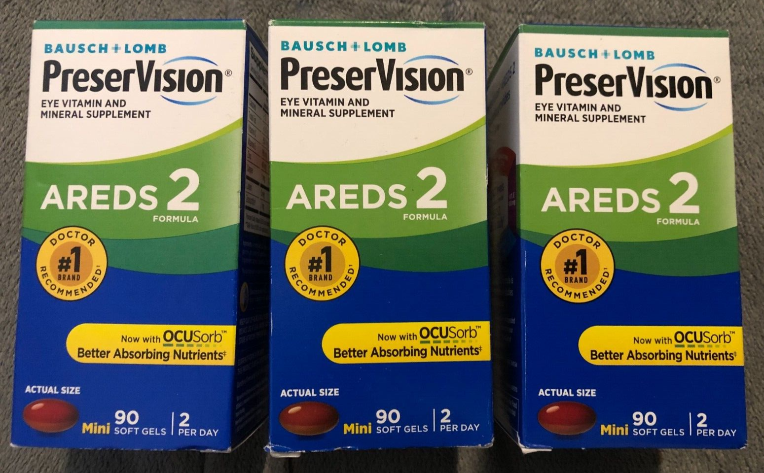 New Lot of 3 Boxes AREDS 2 Eye Vitamins 270 Soft Gels 90x3 EXP 1/2027 ...