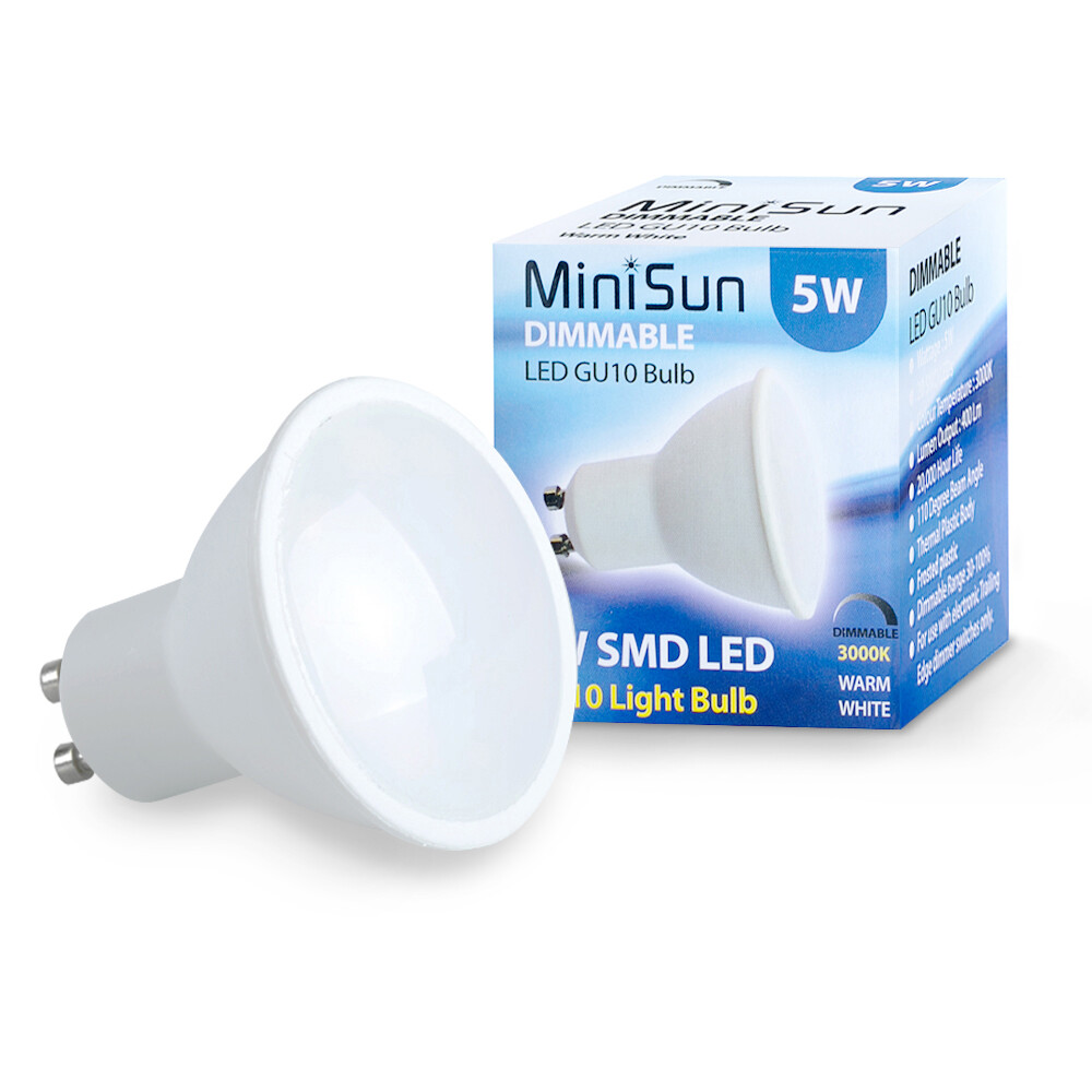 Pack of 6 MiniSun Energy Saving Dimmable 5W SMD LED Light Bulbs GU10 ...
