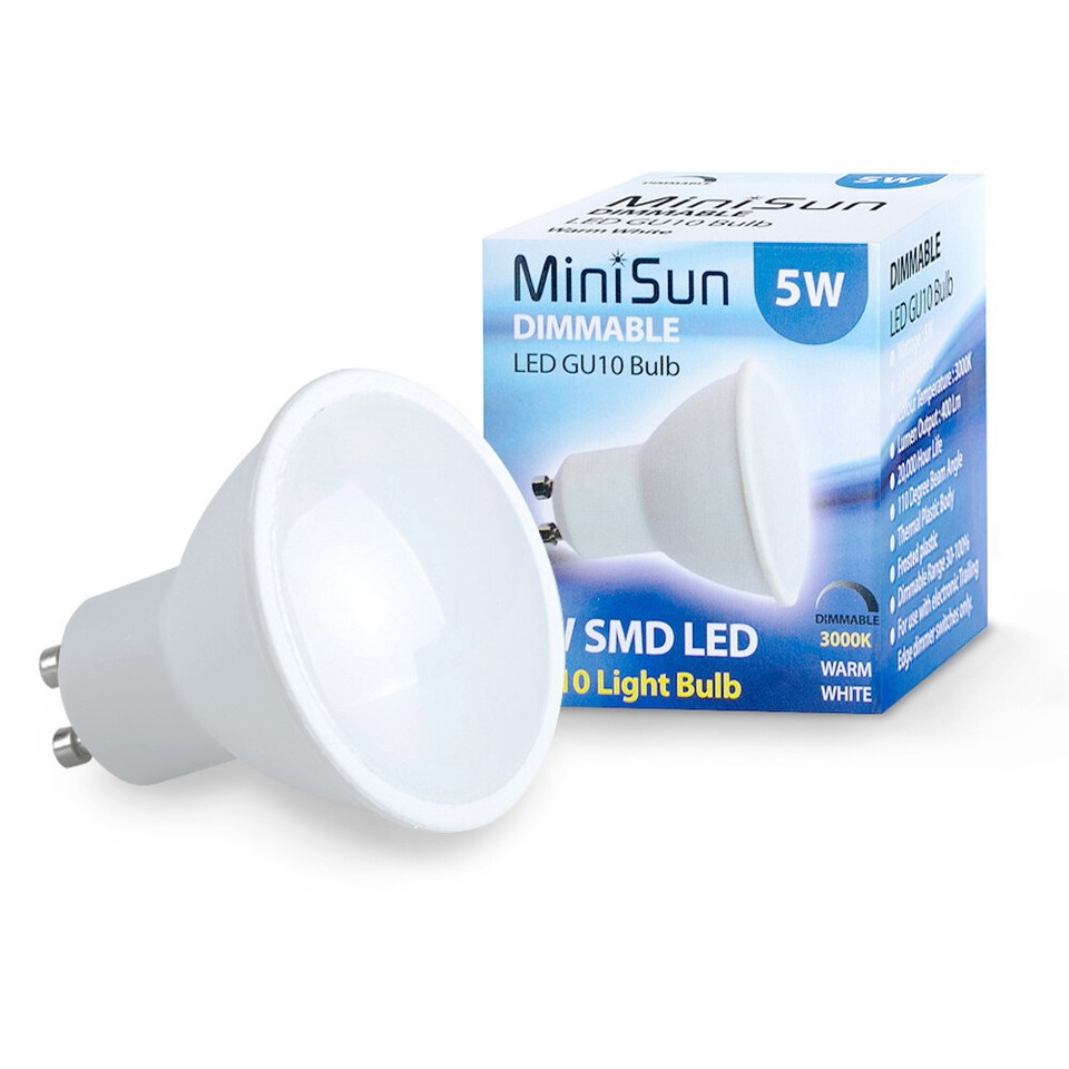 Pack of 6 MiniSun Energy Saving Dimmable 5W SMD LED Light Bulbs GU10 ...