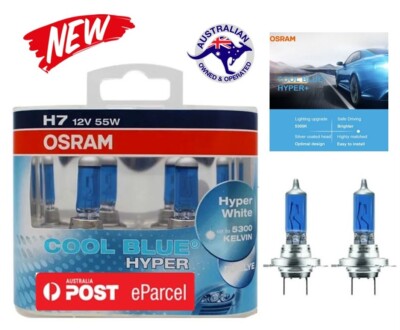 2x Osram H7 Halogen Headlight Car Lamp 5300K Cool Blue White Light Bulb ...