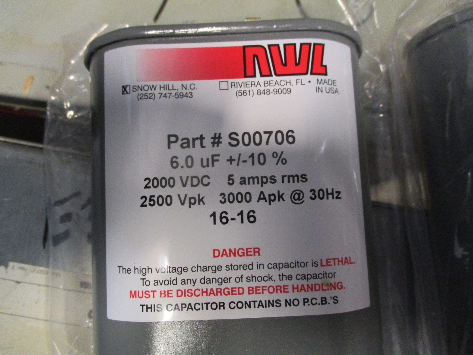 NWL S00706, 6.0 µF, 2000VDC CAPACITOR - NEW-S | eBay
