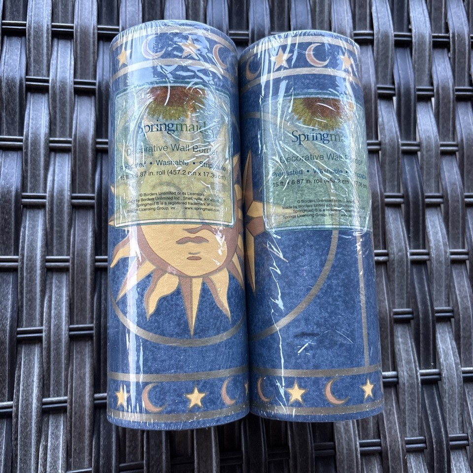 Vintage 90s Springmaid Celestial Wallpaper Border Sun Moon Stars New 2 ...