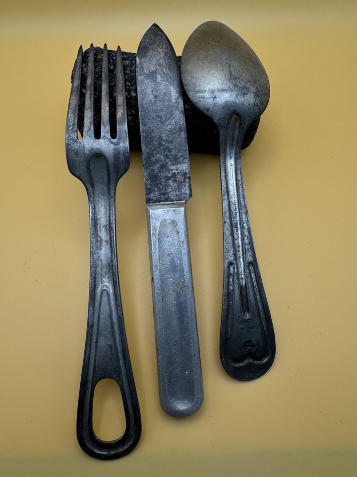 WW1 US Army Mess Kit Utensil Set Spoon Knife Fork 1917 (knife marked ...