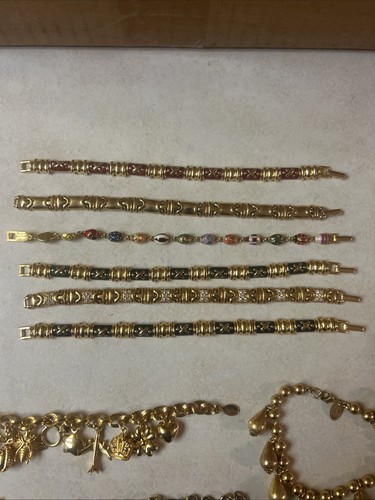 Vintage Lot Of 9 Joan Rivers Gold Tone Charm Bracelet Enamel Lady Bug ...