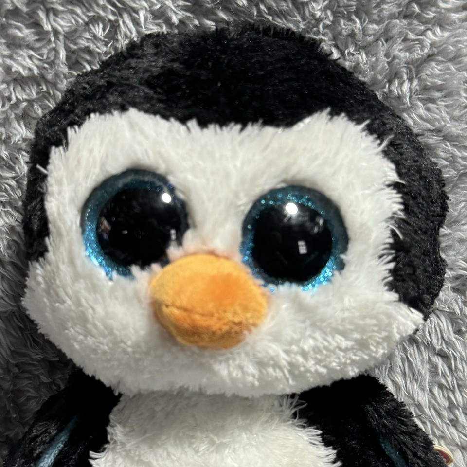 Ty Beanie Boos Waddle Penguin 6” Black White Blue Eyes Plush Stuffed ...