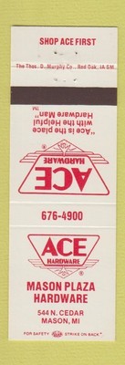 Matchbook Cover - Ace Hardware Mason MI | eBay