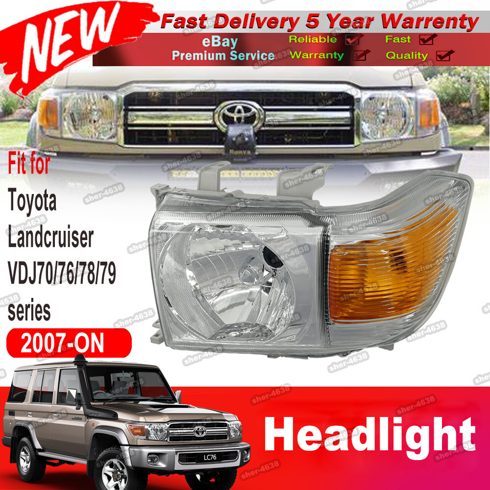 LH LHS Headlight Fits Toyota Landcruiser VDJ70/76/78/79 series 2007-ON ...