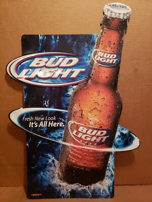 Vintage Bud Light Beer Metal Tin Sign Budweiser RARE 2004. 26-1/2" x 18 ...