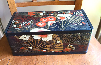 Vintage Japanese Lacquer Tissue Box Mirrored Large Box Yamanaka 10.5 ...