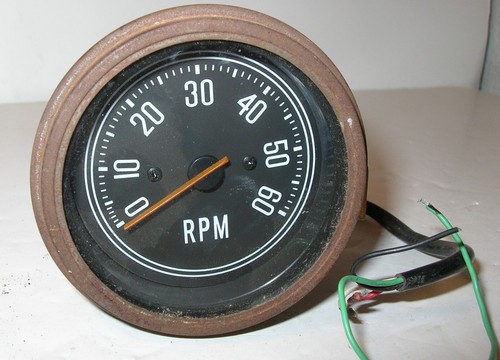 Vintage Round 60 Tachometer Tach RPM Tube Shape 3" Face 3" Long RSW DI ...