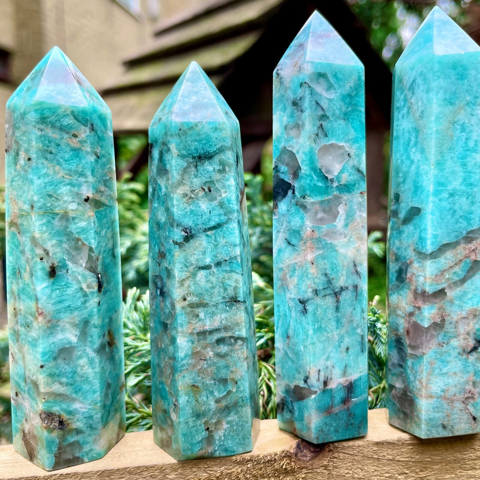 Wholesale Lot 1 Lb Amazonite with Smoky Quartz Obelisk Tower Crystal ...