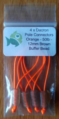 50lb Orange Dacron Pole Connectors with 12mm Transparent Brown Beads ...