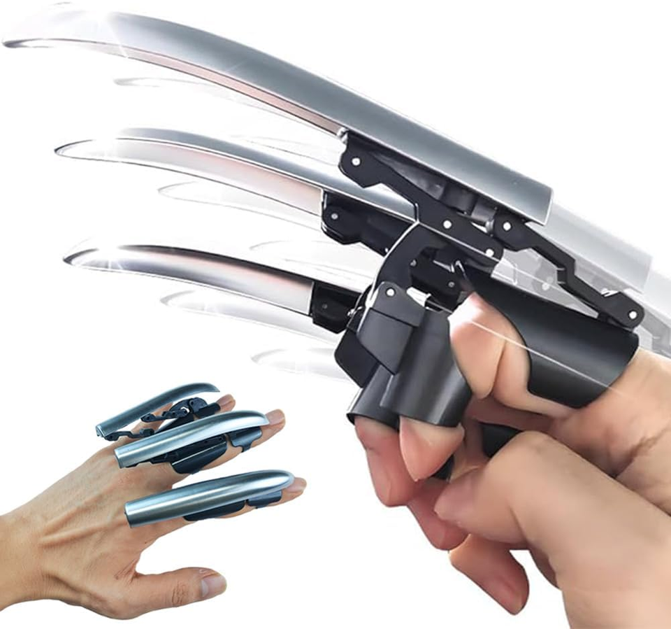 Retractable Wolverine Claws for Adult Kids Mechanical Plastic Silver ...