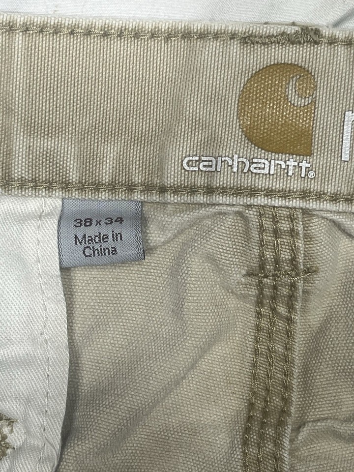 Carhartt Mens Relaxed Fit Cargo Pants Tag 38X34 Distressed Thrashed Sun ...