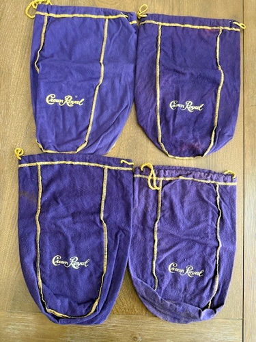Lot of 4 Large Purple Crown Royale Drawstring Bags 12” | eBay