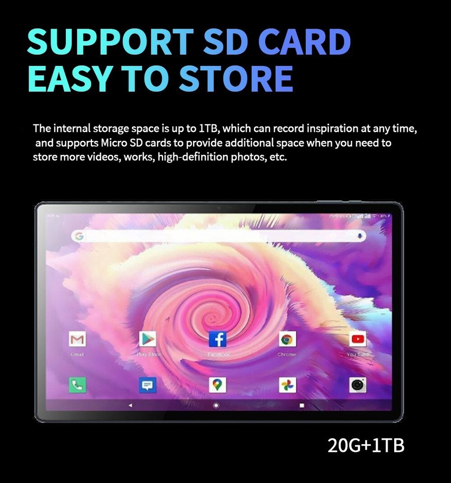 14 Inch Android 12 Tablet PC 16GB RAM+1000GB ROM Dual SIM Camera GPS ...