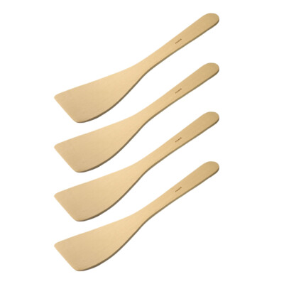 4x Euroline Beige Wooden Curved 30cm Spatula Kitchen Food Frying ...