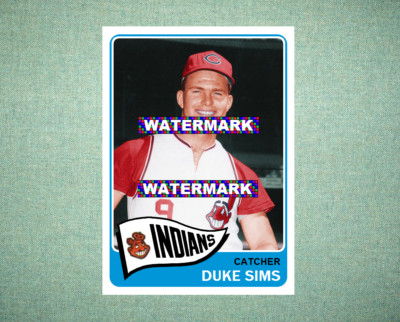 Duke Sims Cleveland Indians 1965 Style Custom Baseball Art Card | eBay