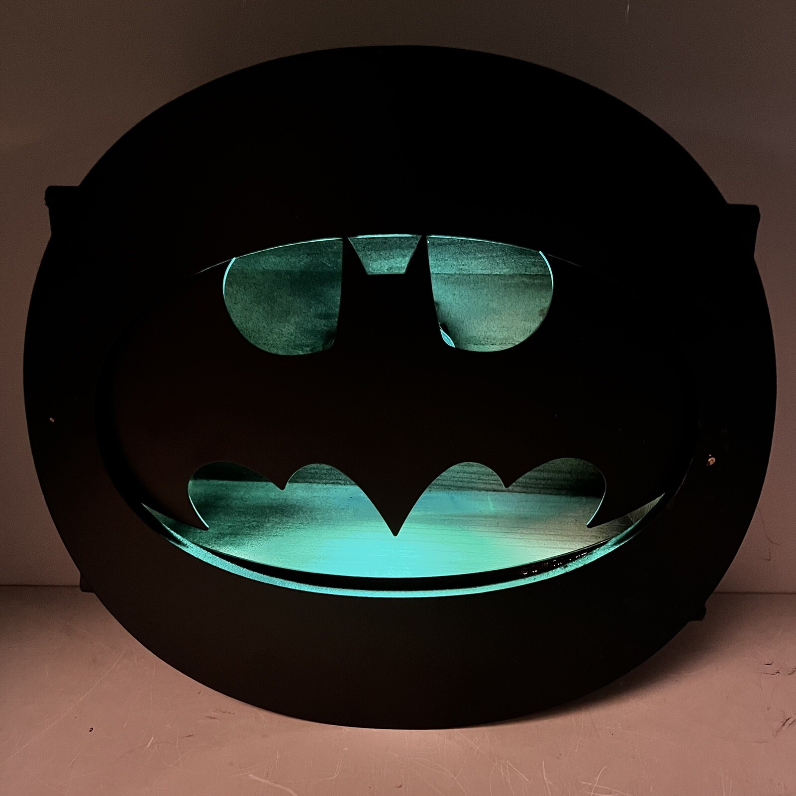 BATMAN Bat Light Handmade Beacon Symbol Logo Wooden Remote RGB Colors ...