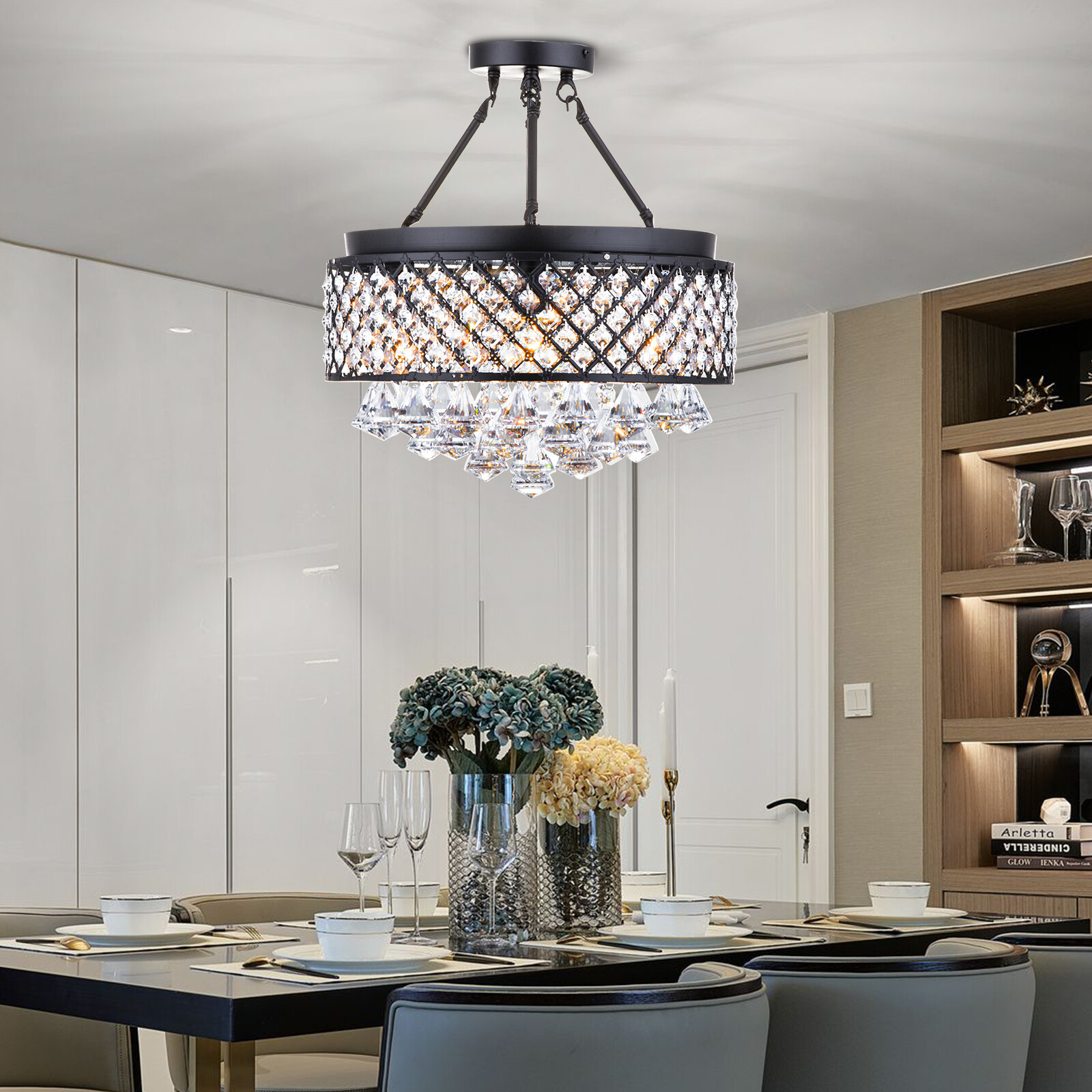 Modern Crystal Led Ceiling Light Pendant Lamp Fixture Lighting ...