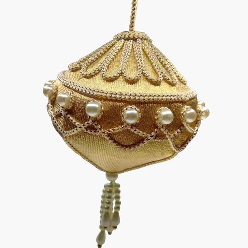 Victorian Stye Brocade Gold beaded Ornament Pearl Tassel India Bridal ...