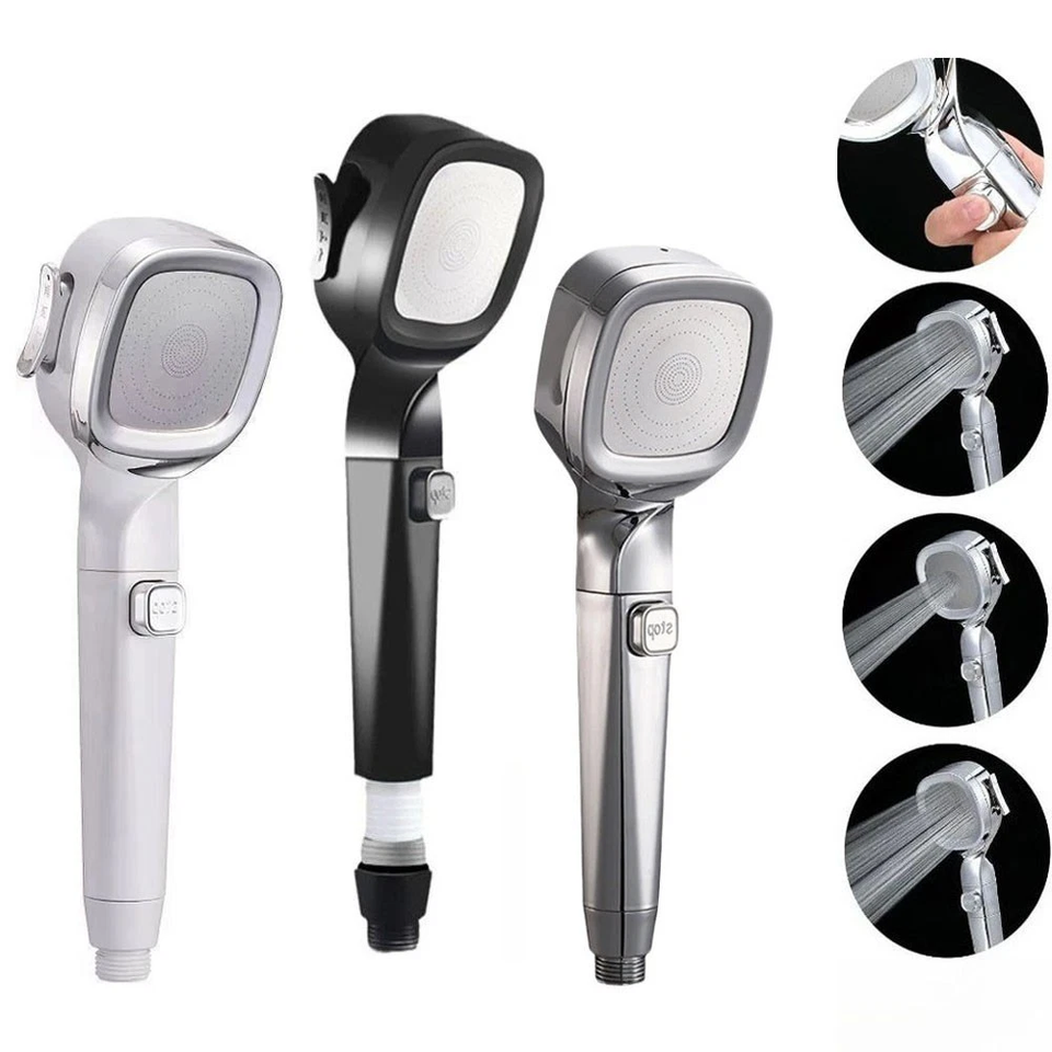 RV Hand Held Shower Head On Off Switch Chrome 4 Spray Water Pressure ...