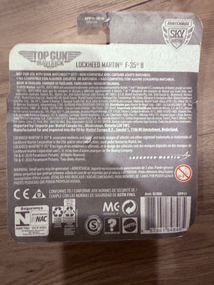 Matchbox Sky Busters Top Gun MAVERICK Lockheed Martin F-35 B Jet Damaged Card | eBay