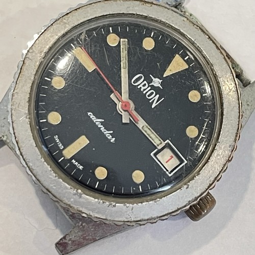 Vintage Orion Calender Watch For Repair Or Parts Swiss Made Mechanical ...